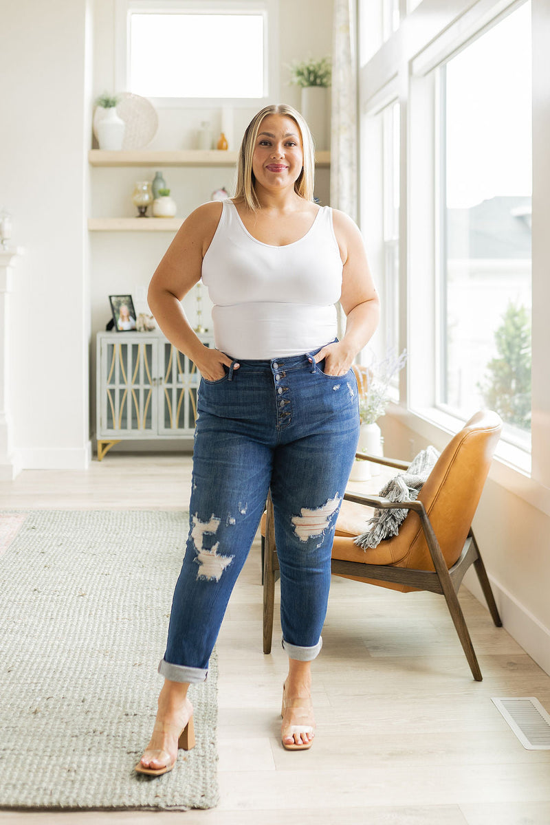 Judy Blue Colt High Rise Button Fly Distressed Boyfriend Jeans Final S ...