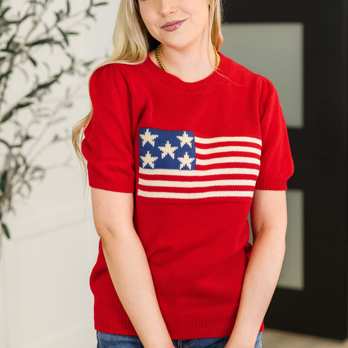 Haptics Hand Over Heart Graphic Knit Top in Red – Ruby Idol Apparel