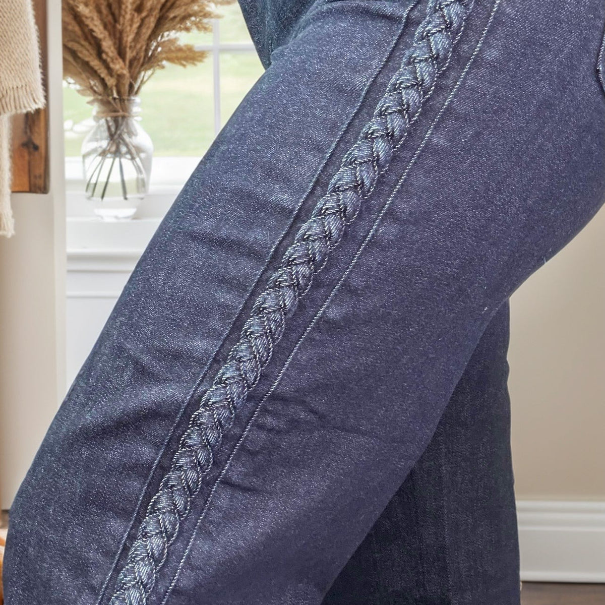 Judy Blue Dark Washed Side Seam Braid Detail Crop Wide Leg Jeans – Ruby ...